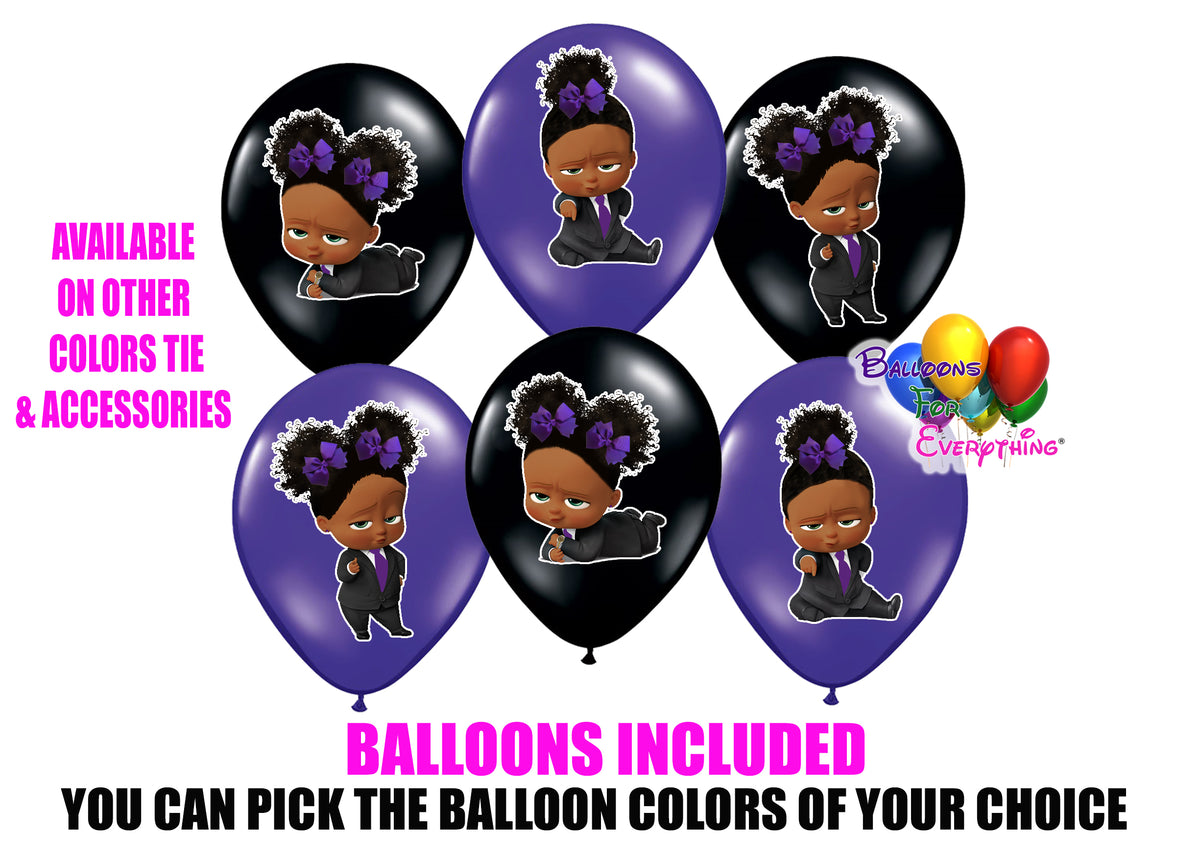 Afro Puffs Boss Baby Girl Balloons Dark Skinned Purple ...
